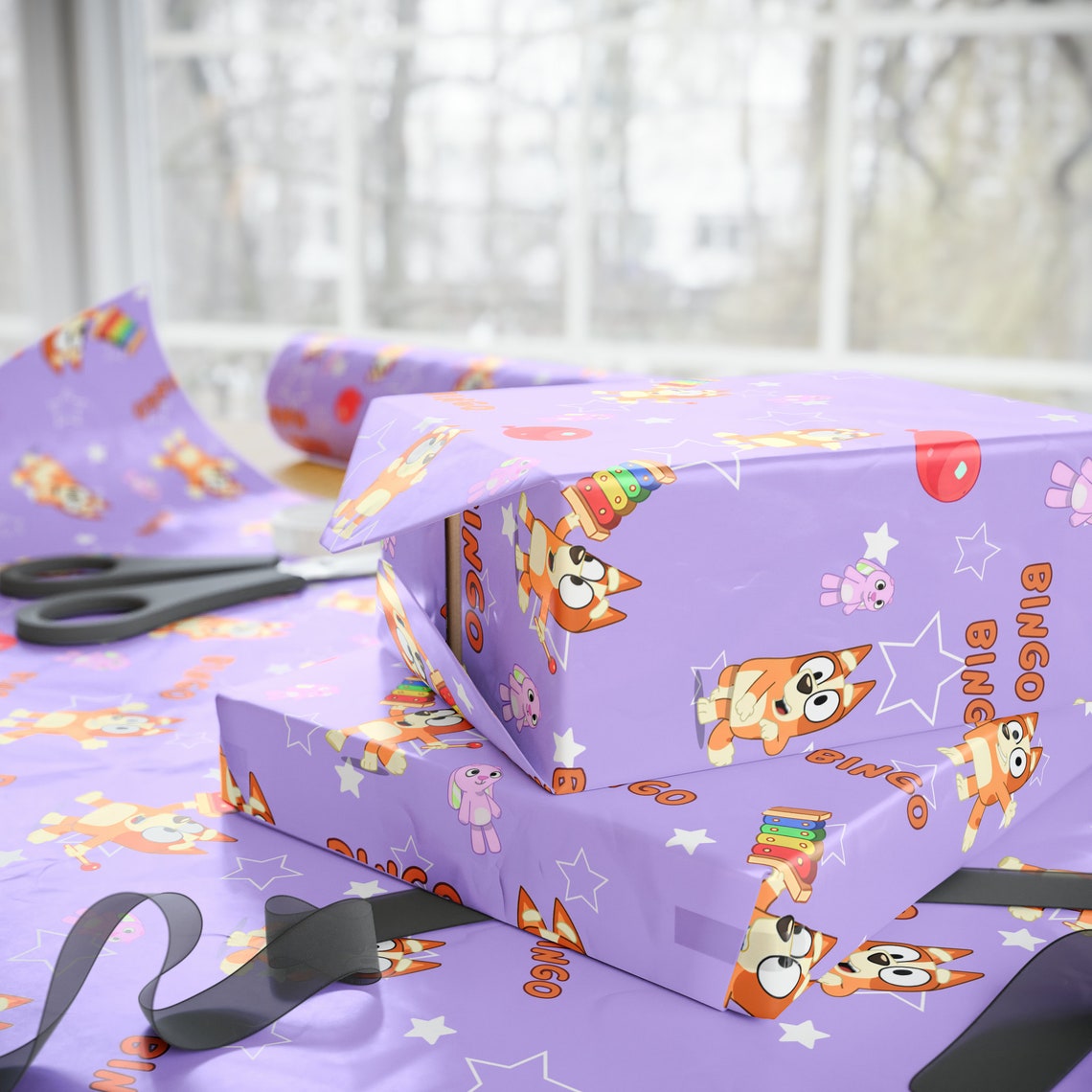 Custom Bluey Gift Wrap for Kids Bluey Birthday Gift Wrapping Paper ...