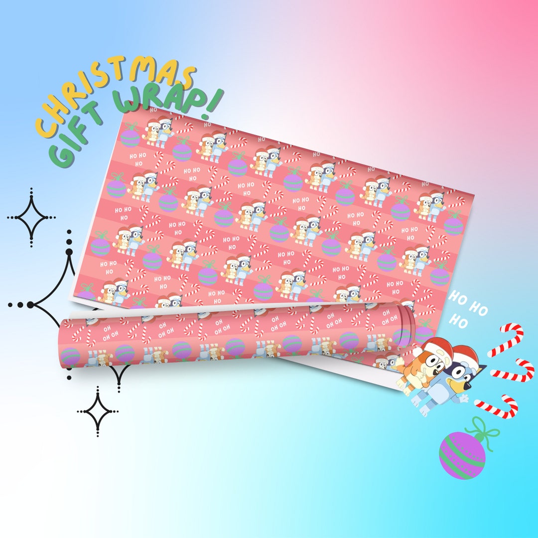 Christmas Gift Wrapping Paper for Kids Bluey Design Paper Roll Holiday ...