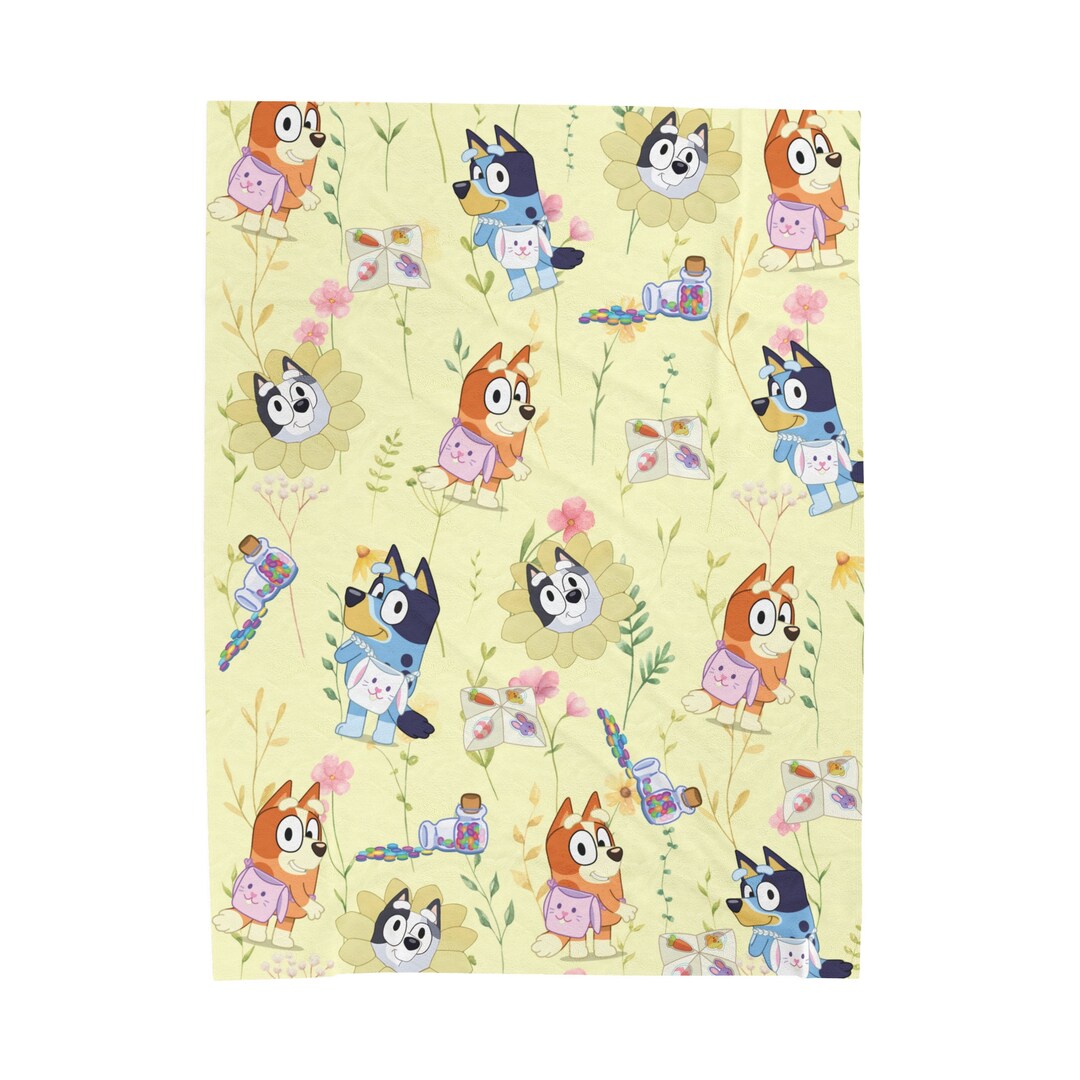 Easter Bluey Blanket Bingo and Bluey Fleece Throw Blanket the Heeler ...