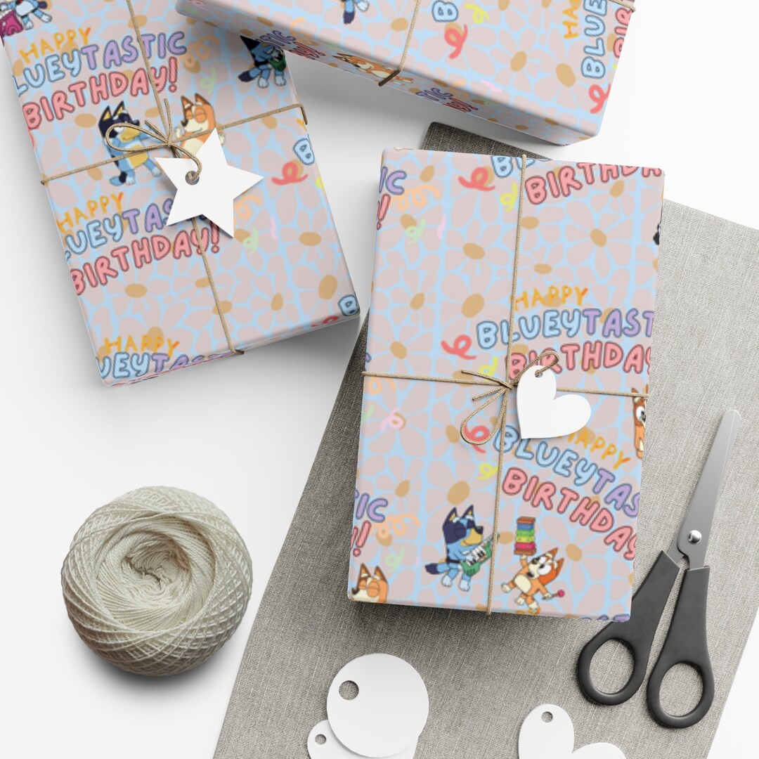 Birthday Wrapping Paper for Kids Bluey and Bingo Design Paper Roll ...