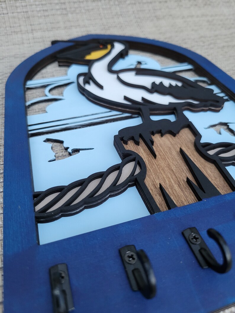 Pelican Key Hanger: Baltic Birch Nautical Home Decor - Etsy
