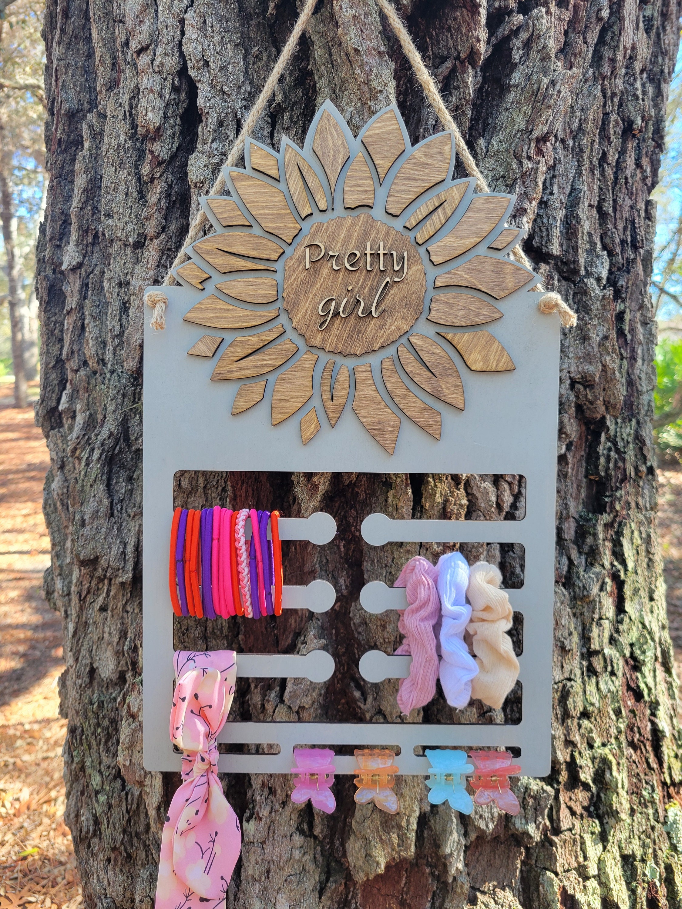 Sunflower Bow Holder, Hair Bow Hanger, Personalized Hair Bow Organizer ...