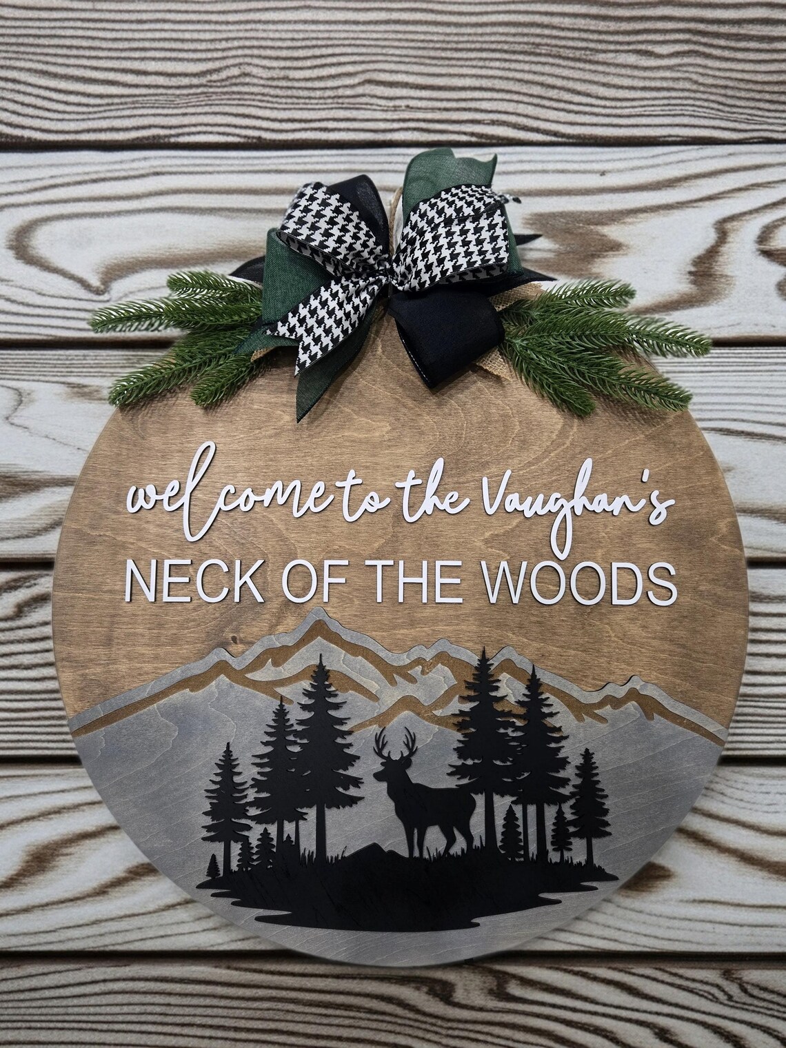 Rustic Wooden Door Hanger: Welcome to Our Neck of the Woods, Cabin ...