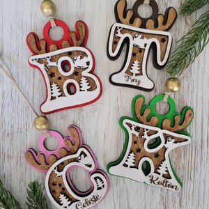 Reindeer Ornament, Christmas Deer Alphabet Ornament, Christmas Ornament ...
