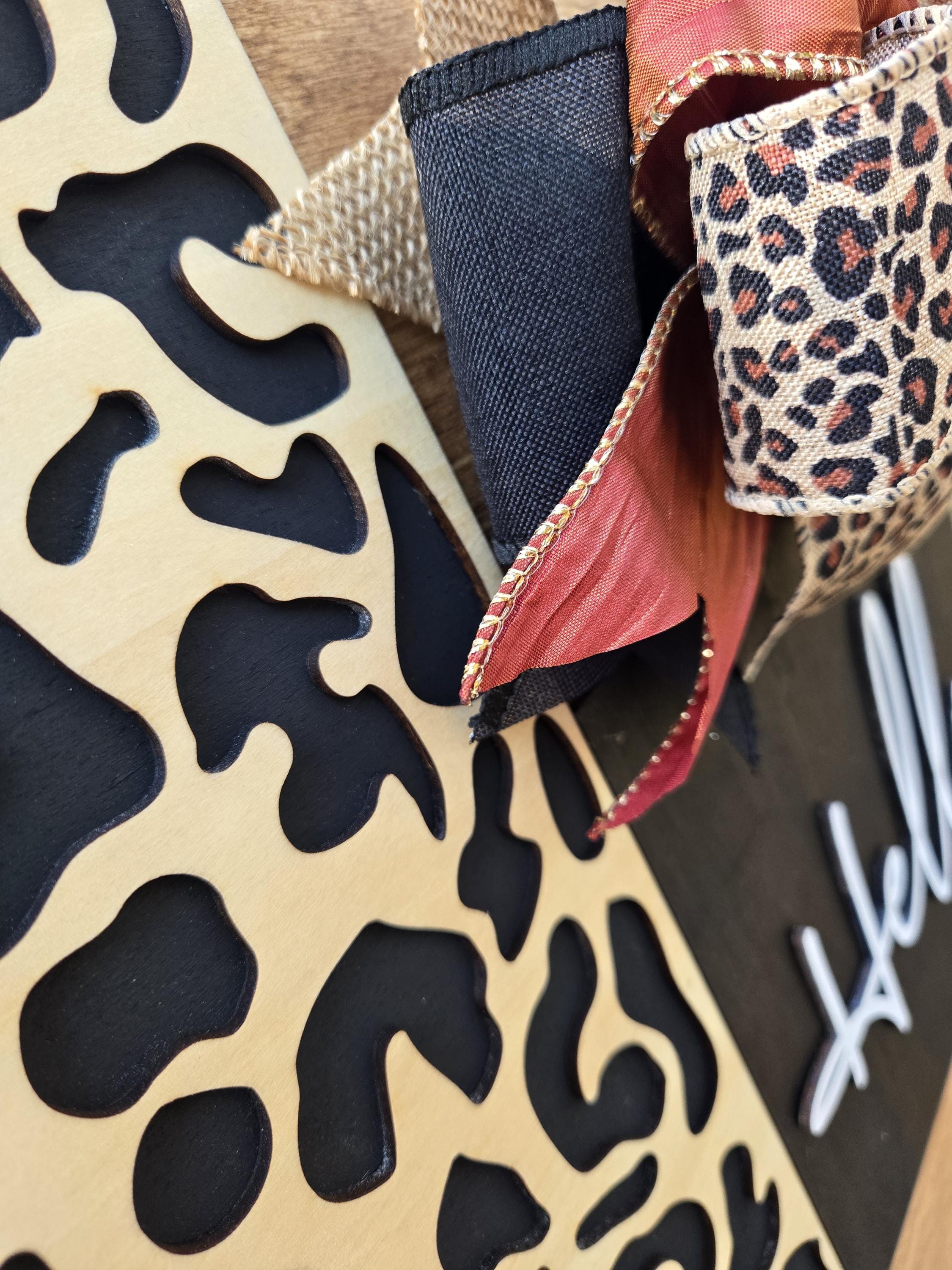 Leopard Print Hello Door Hanger: Farmhouse Front Door Decor - Etsy