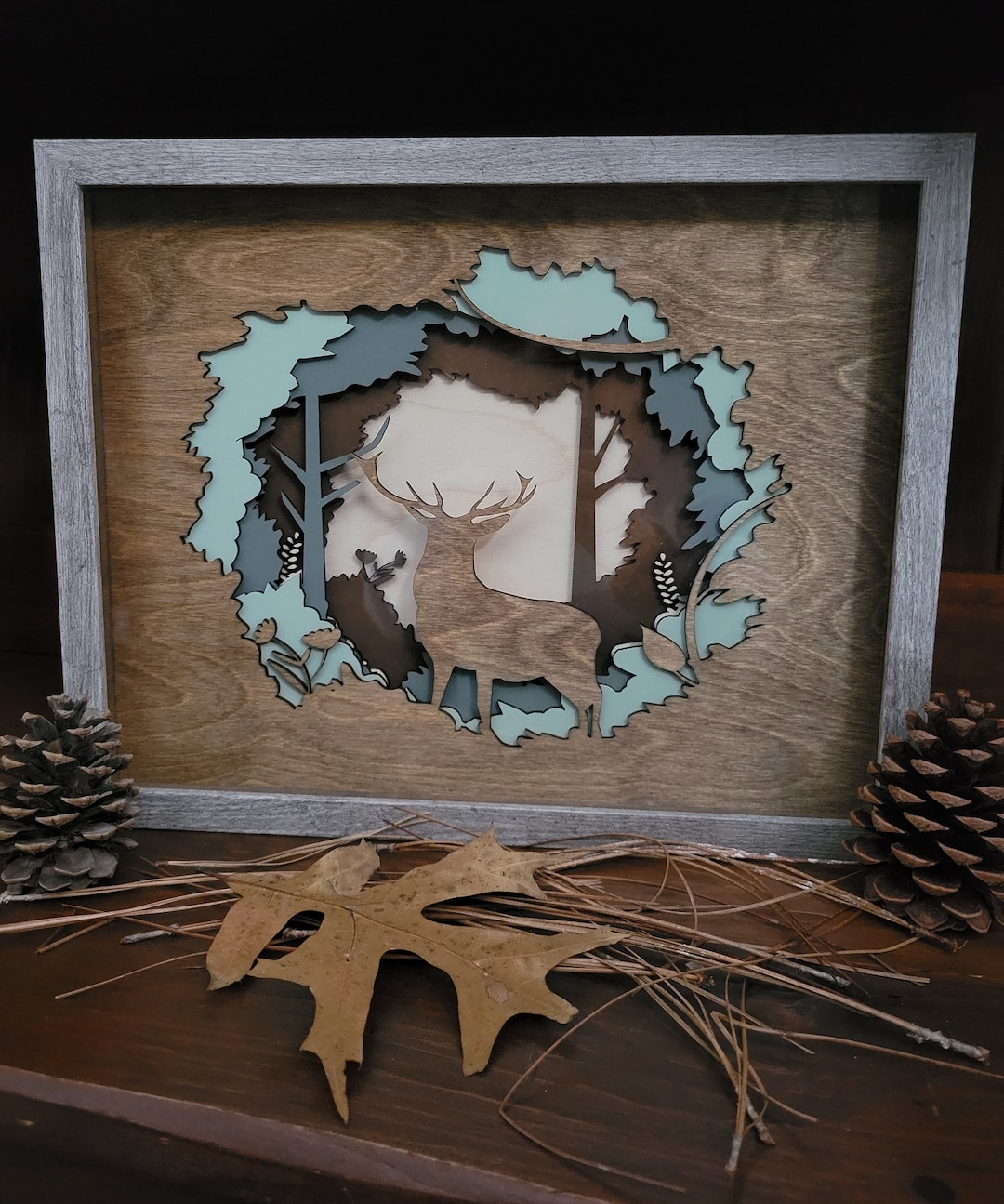 3D Deer Forest Shadow Box, Home Decor, Father's Day, Woods, Outdoors ...