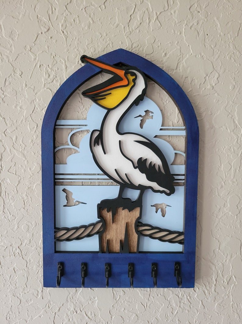 Pelican Key Hanger: Baltic Birch Nautical Home Decor - Etsy