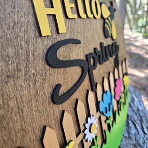 Hello Spring Bee Door Hanger: 3-layer Baltic Birch Wood Sign, Welcome ...