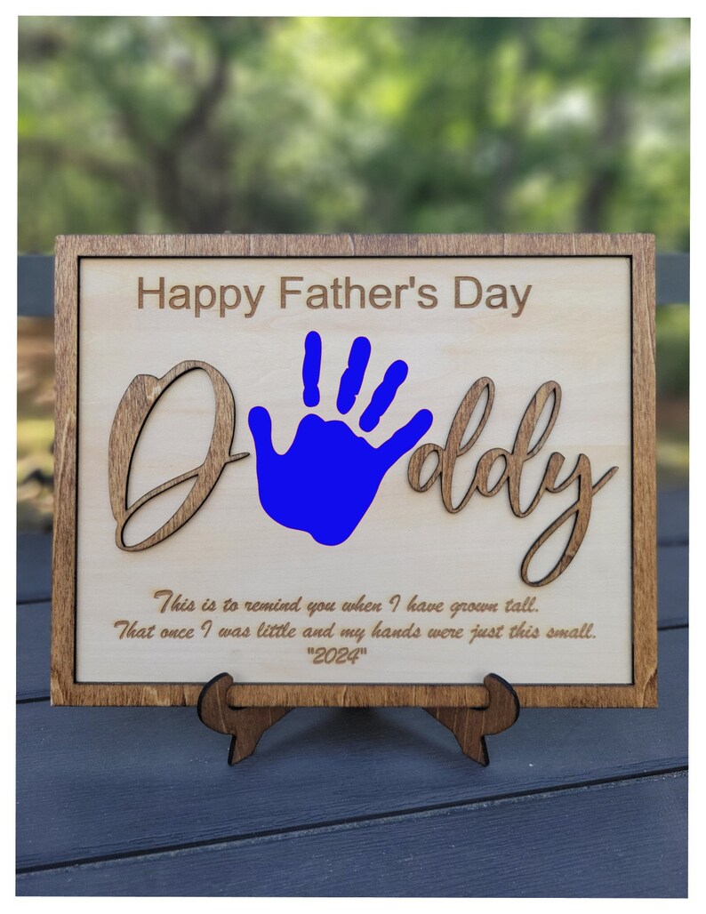 Father's Day Handprint Sign, Father's Day Gift, Wood Handprint Sign ...