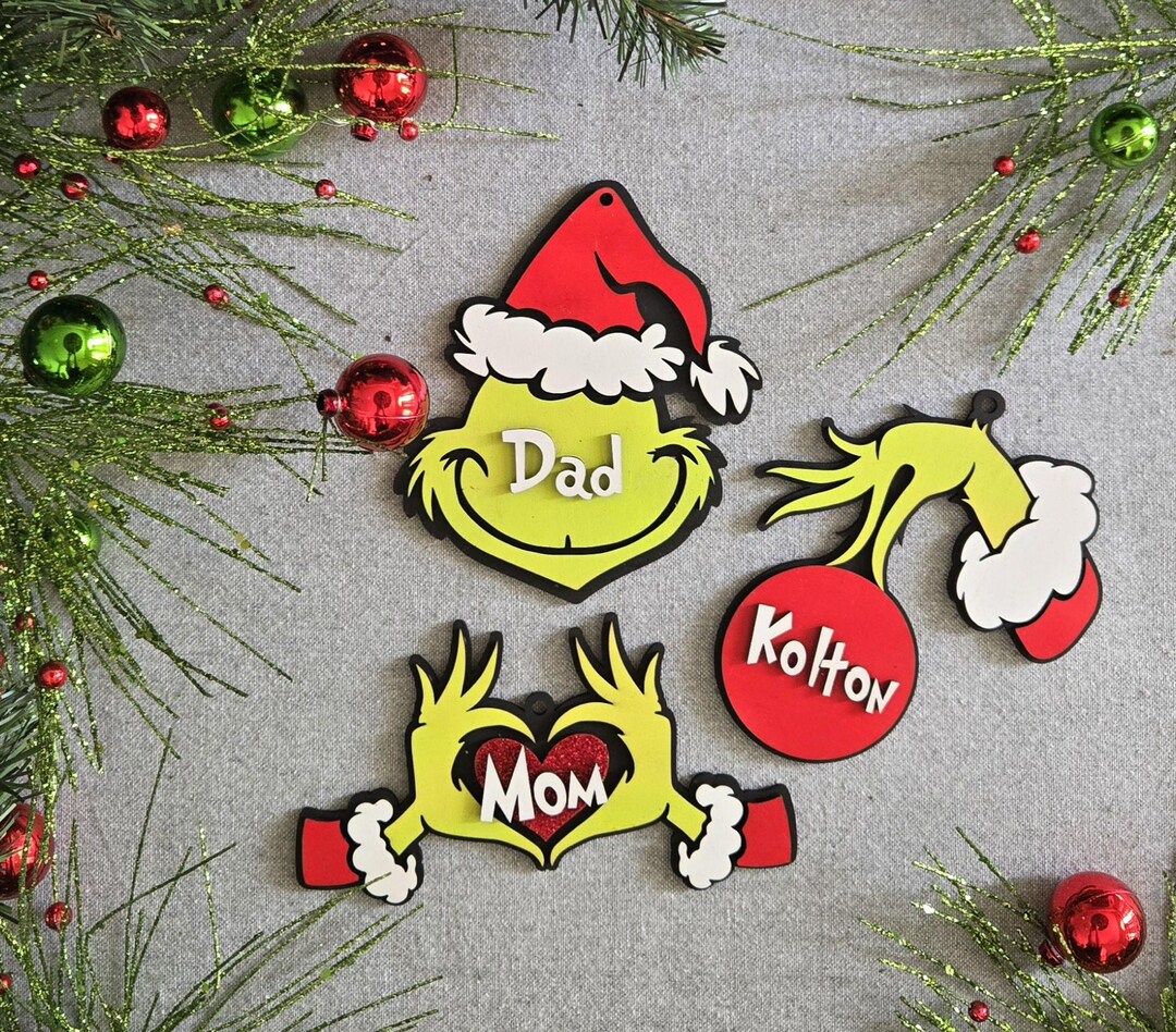 Personalized Grinch Ornaments: Laser Cut Grinchmas Decor, Christmas ...