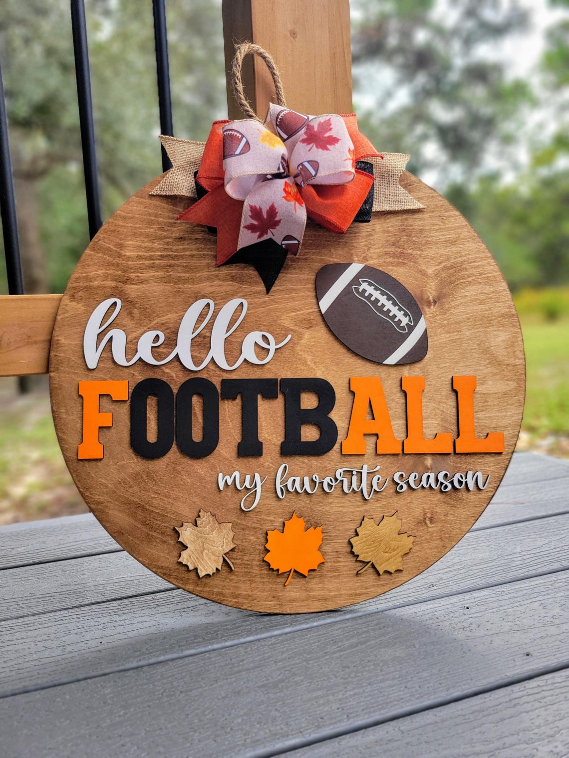 Football Door Hanger: Fall Front Door Decor, Birch Wood Sign - Etsy