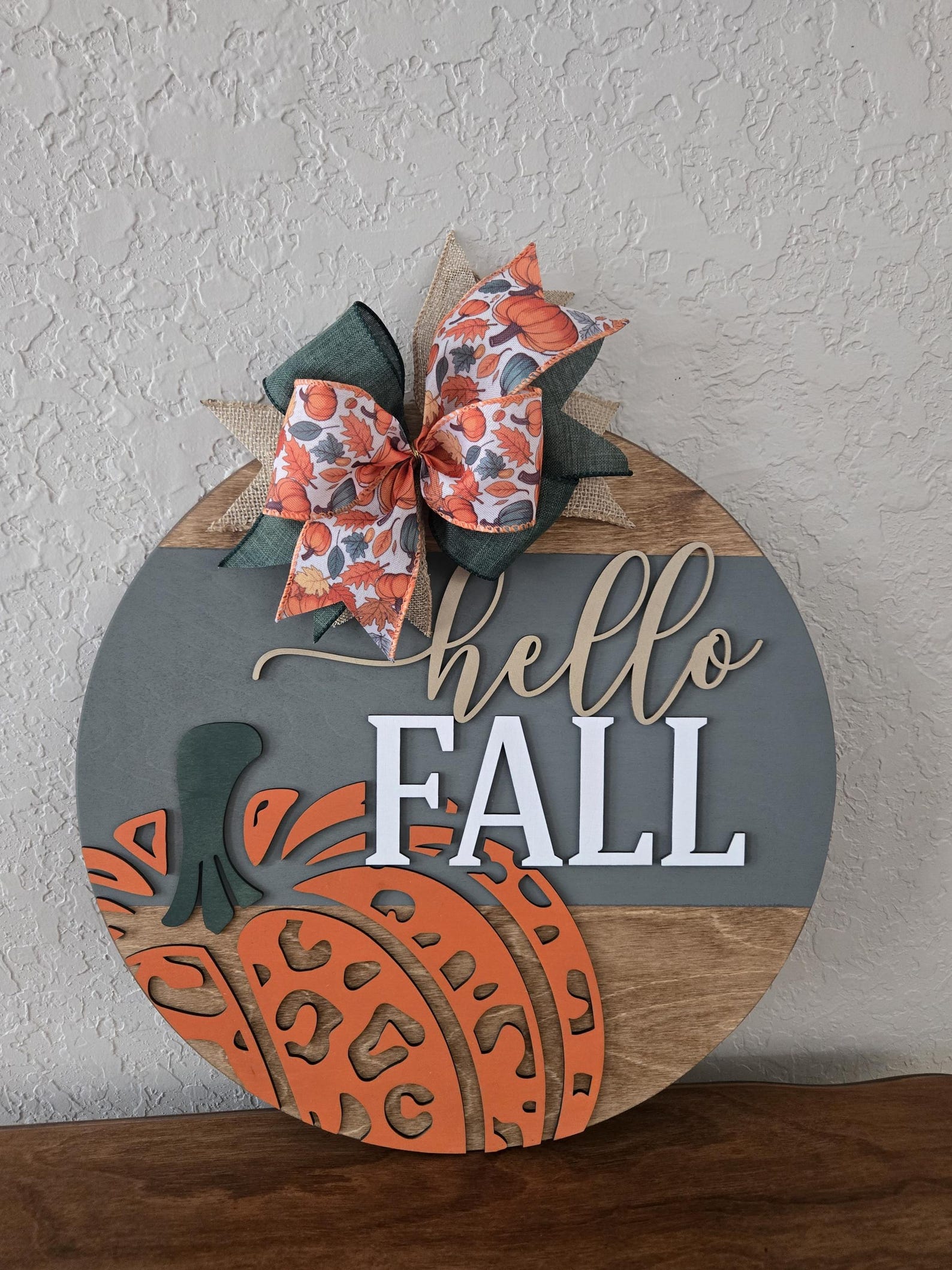 Hello Fall Pumpkin Door Hanger: Rustic Farmhouse Wood Sign, Animal ...