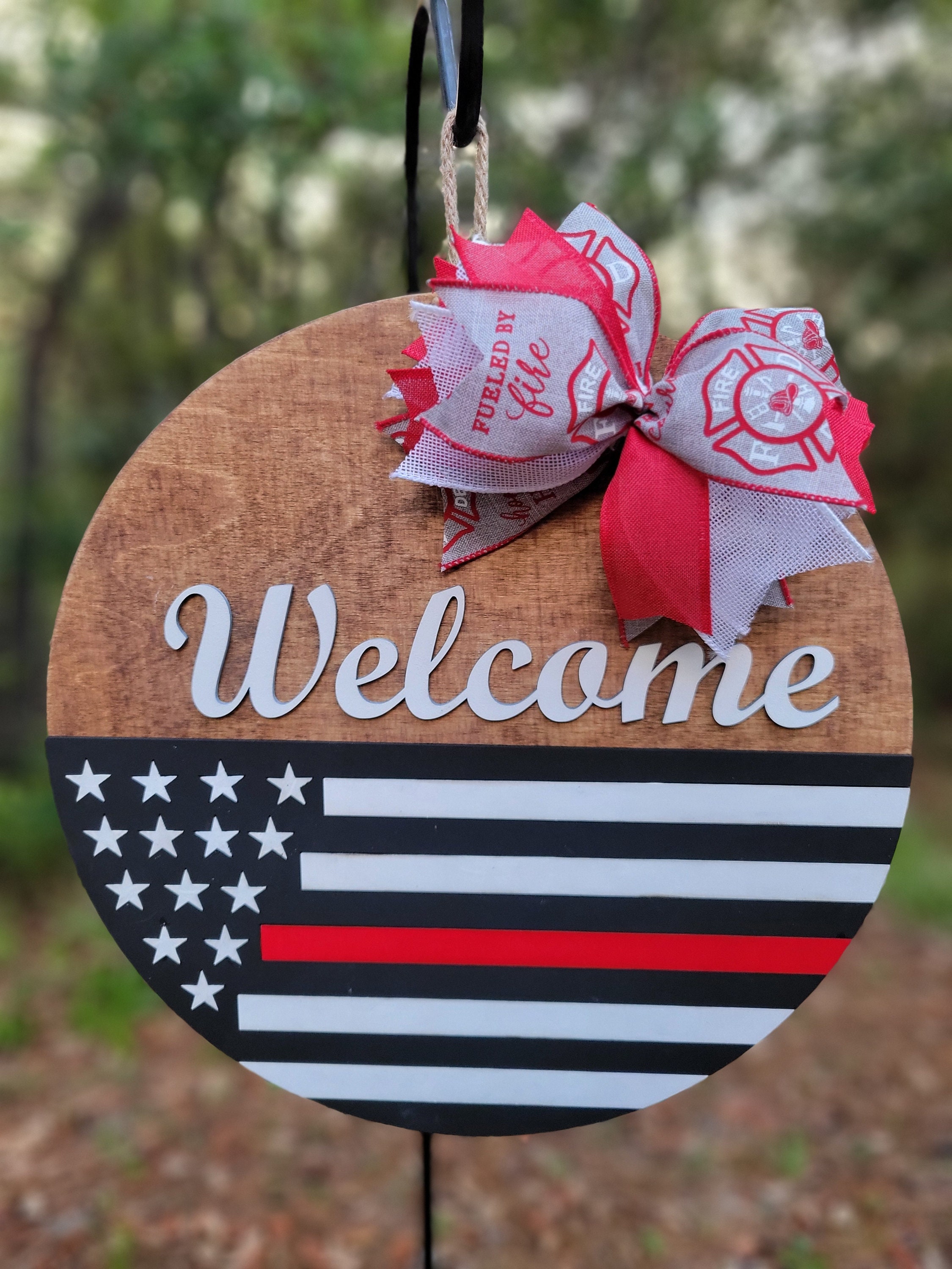 Welcome Door Hanger, Red Line Door Hanger, Red Line Flag Sign, Front ...