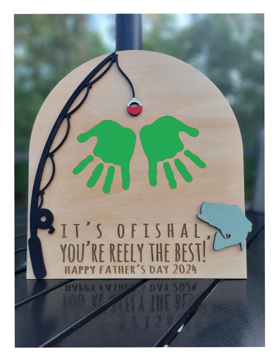 Father's Day Handprint Sign, Father's Day Gift, Fishing Sign, Gift for ...