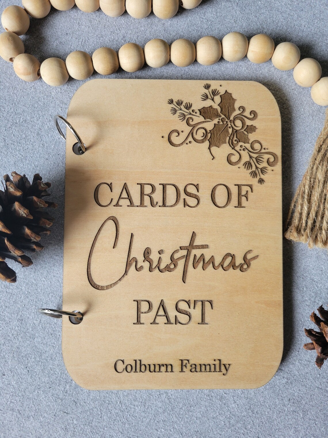 Personalized Laser Engraved Wood Christmas Card Holder Keepsake - Etsy