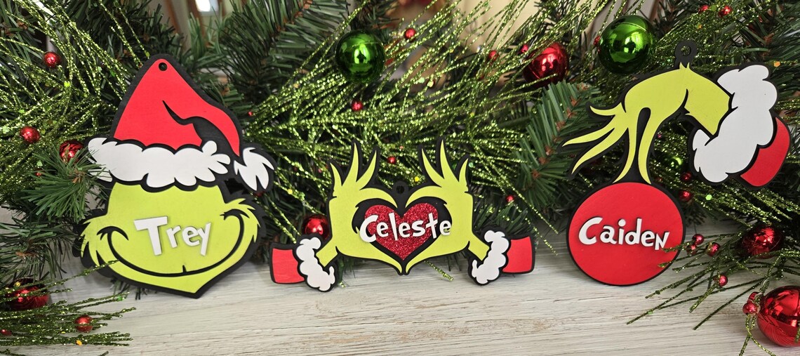 Personalized Grinch Ornaments: Laser Cut Grinchmas Decor, Christmas ...