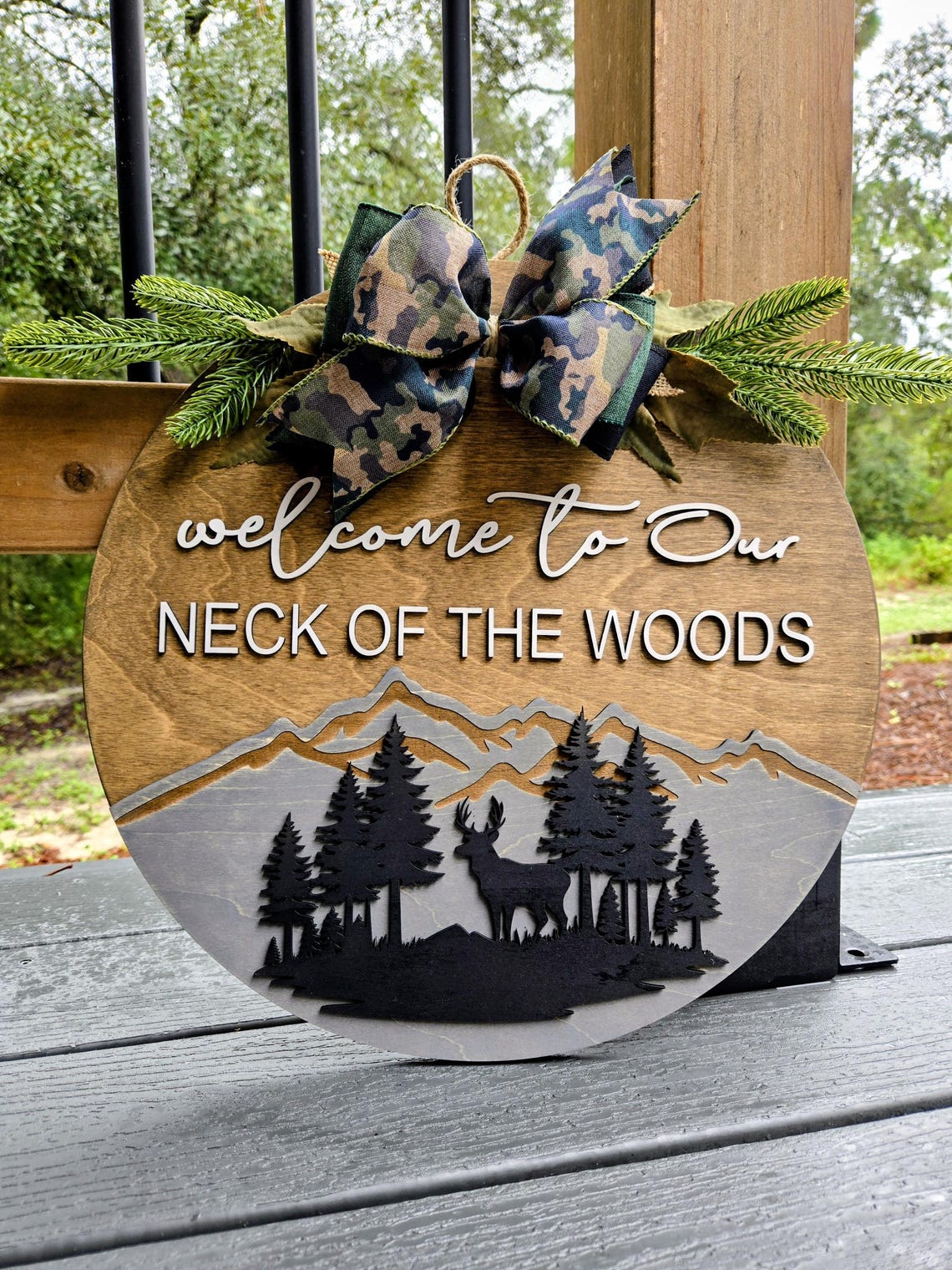 Rustic Wooden Door Hanger: Welcome to Our Neck of the Woods, Cabin ...