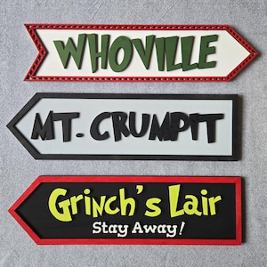 Grinch Directional Signs: Christmas Decor, Whoville, Mt. Crumpet ...