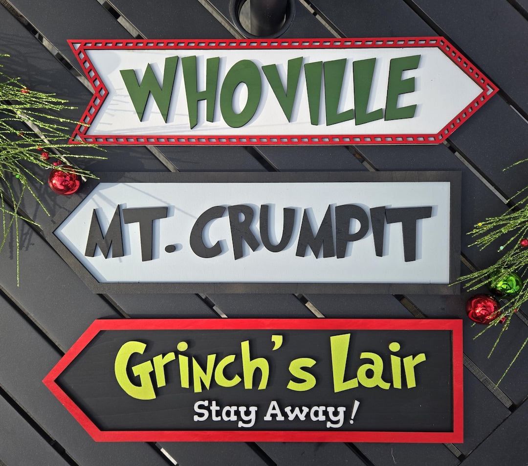 Grinch Directional Signs: Christmas Decor, Whoville, Mt. Crumpet ...