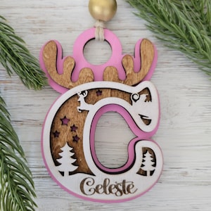 Reindeer Ornament, Christmas Deer Alphabet Ornament, Christmas Ornament ...