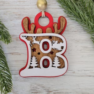 Reindeer Ornament, Christmas Deer Alphabet Ornament, Christmas Ornament ...