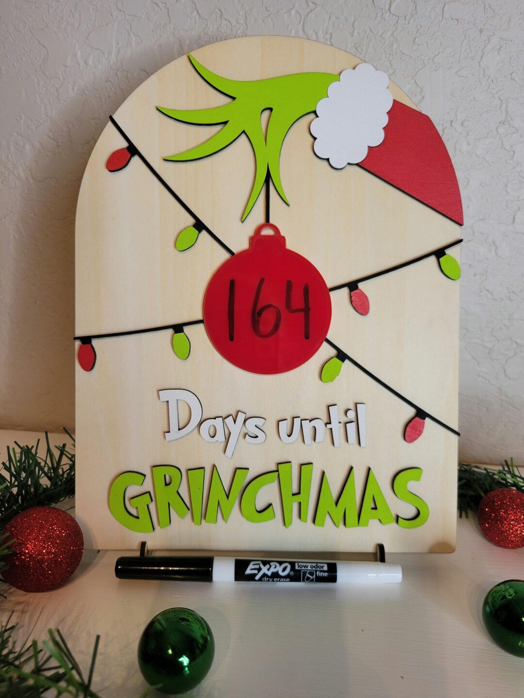 Grinchmas Countdown Sign With Acrylic | Grinch Christmas Countdown ...