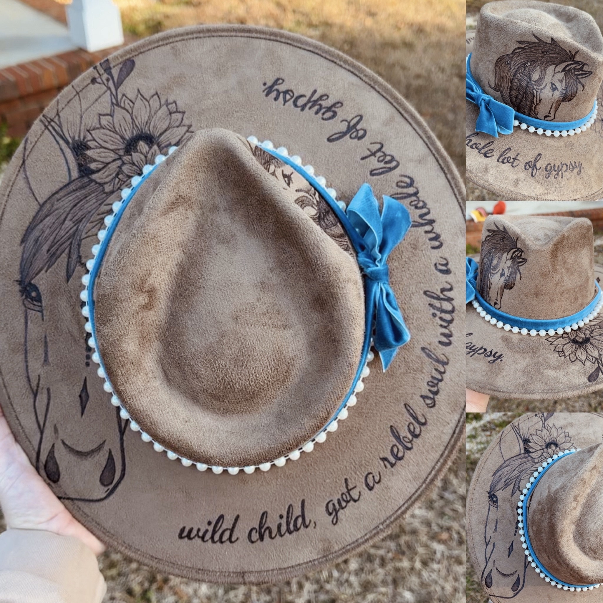 Custom Burned Wide Brim Hats - Etsy