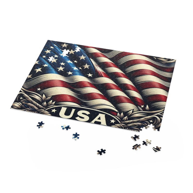 Patriotic USA Flag Puzzle - 500 Piece Jigsaw, 16x20 American Flag Art ...