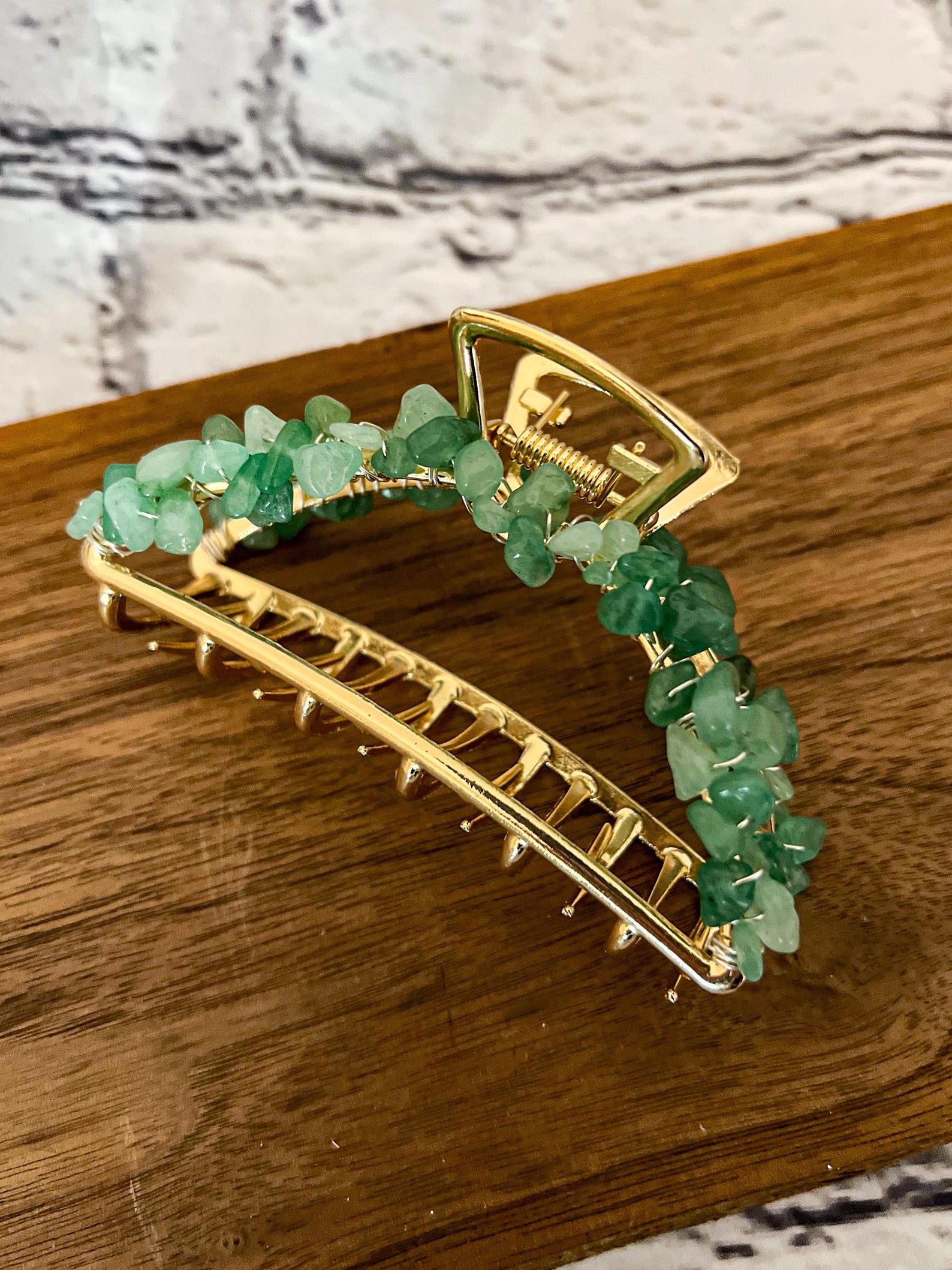Handmade Crystal Claw Clip – Wire Wrapped Green Aventurine or Rose ...
