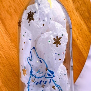 Hand Painted-wolf Bottle-howling Wolf Decor-stars and Moon-gift for ...