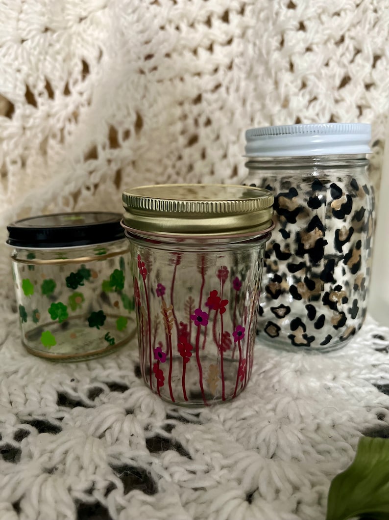 Hand-painted Glass Jar – Custom Floral Design, Mystery Gift - Etsy