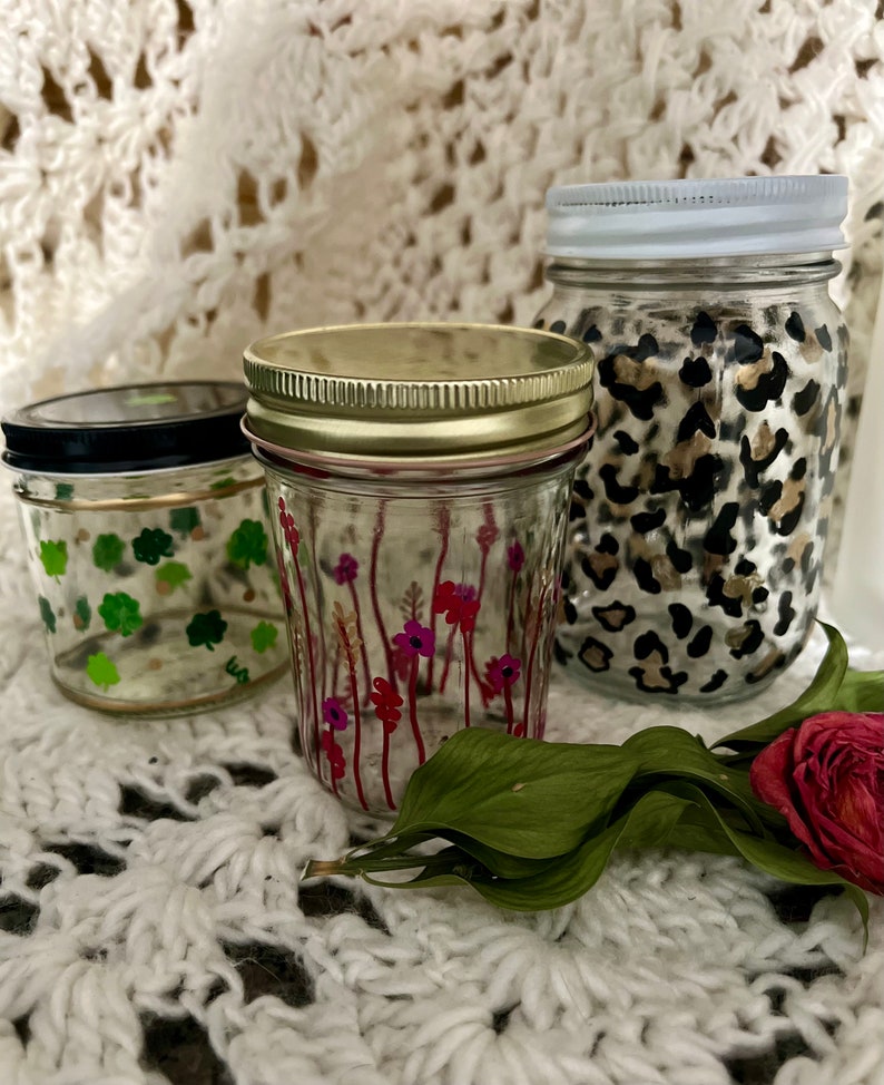 Hand-painted Glass Jar – Custom Floral Design, Mystery Gift - Etsy