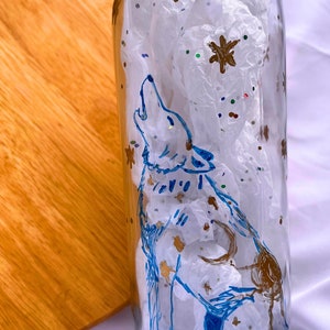 Hand Painted-wolf Bottle-howling Wolf Decor-stars and Moon-gift for ...