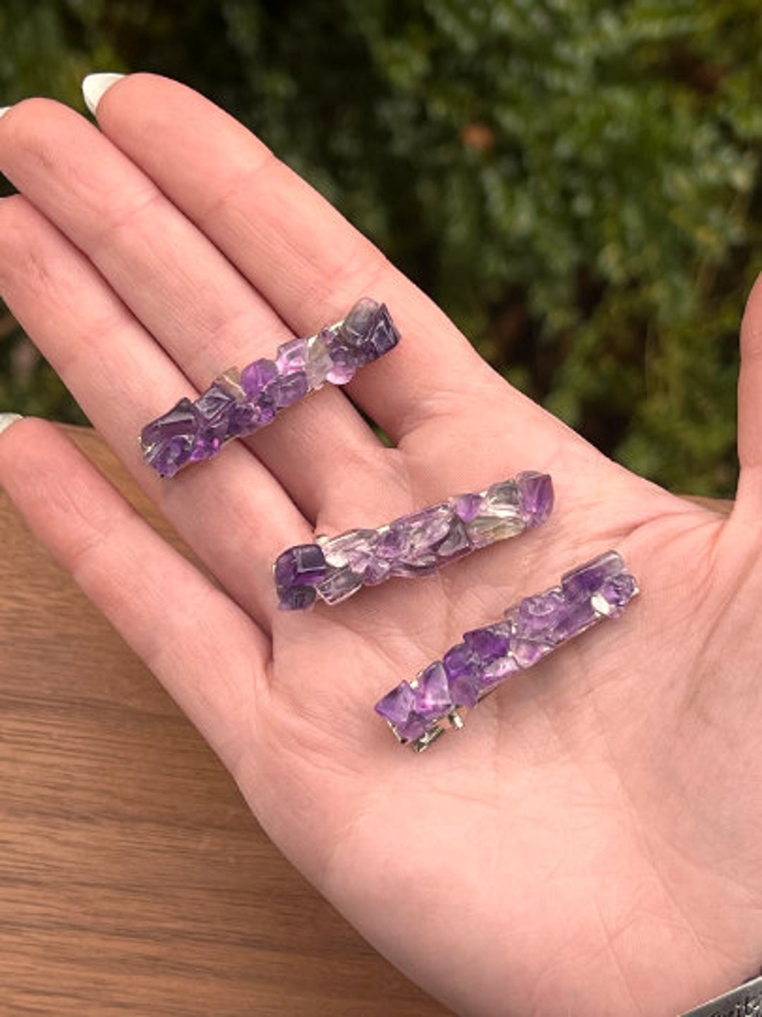 Divine Tranquility: Purple Amethyst Crystal Hair Clips Set | Spring ...