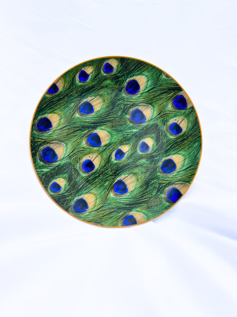 Hand Painted-serving Plate-wall Plates -peacock Feather-host Gift-gift ...