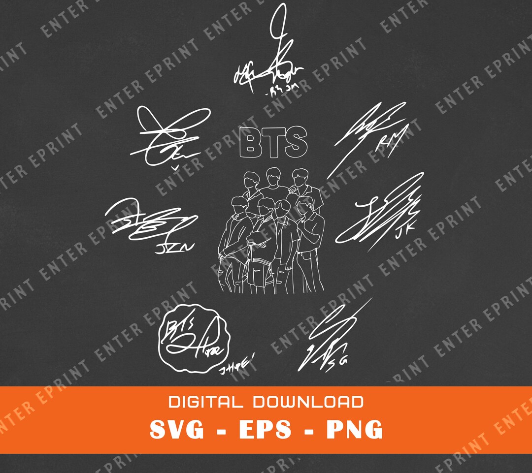 BTS Fan-made Signature/autograph, Bts Logo SVG, BTS Svg, Clean Cut Svg ...