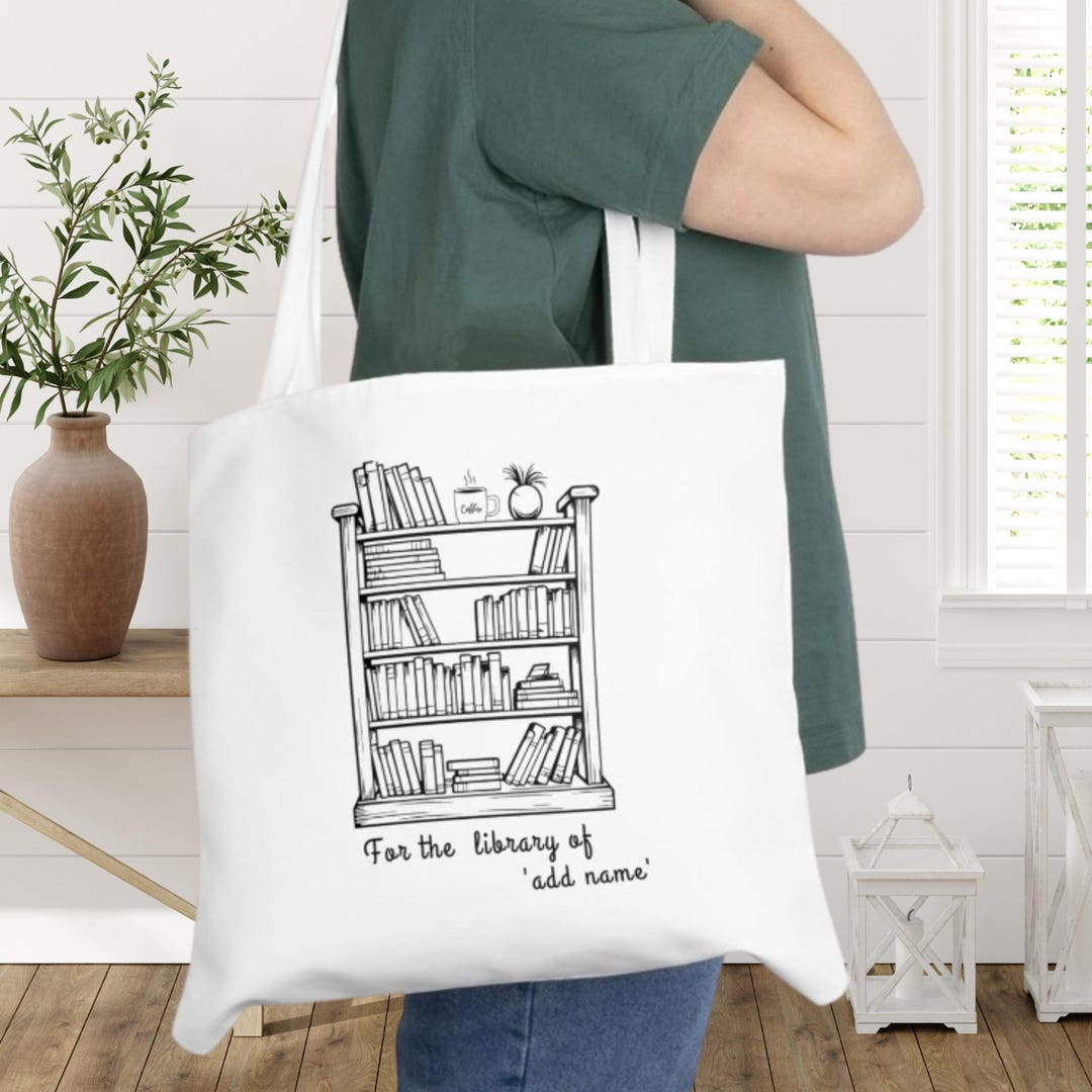 Personalized Library Tote Bag: Eco-friendly Cotton Book Bag - Etsy