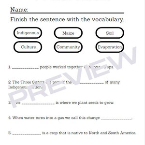 The Three Sisters - Indigenous Agriculture Reading Comprehension - Etsy