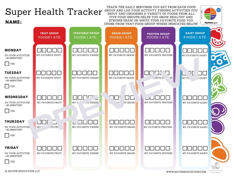 Super Health Tracker Food + Activity - Etsy