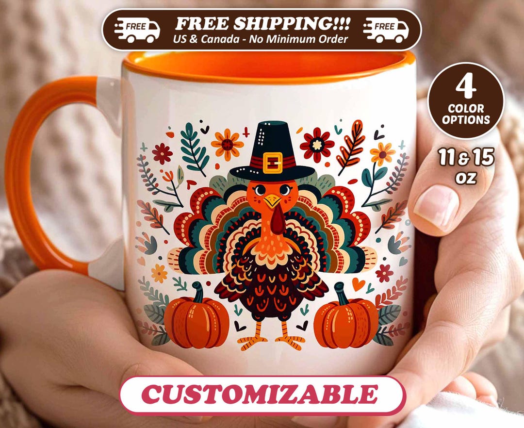Personalized Thanksgiving Turkey Mug: Fall Decor, Coffee Lover Gift - Etsy