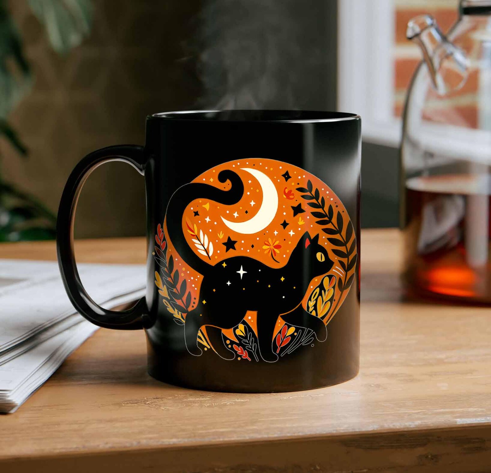 Personalized Halloween Cat Mug: Witchy Black Cat Coffee Cup - Etsy