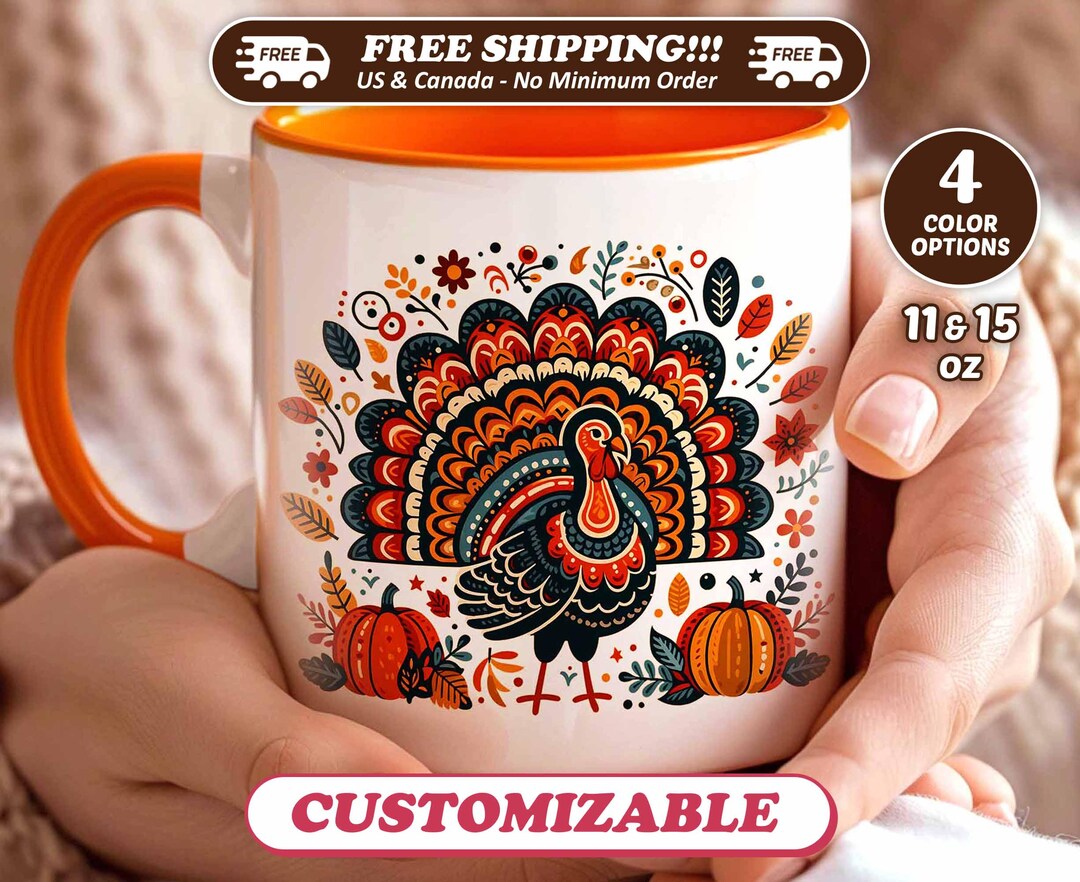 Personalized Turkey Mug, Custom Thanksgiving Gift for Hostess ...