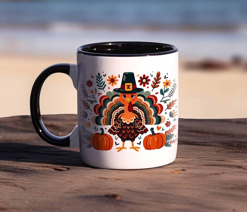 Personalized Thanksgiving Turkey Mug: Fall Decor, Coffee Lover Gift - Etsy