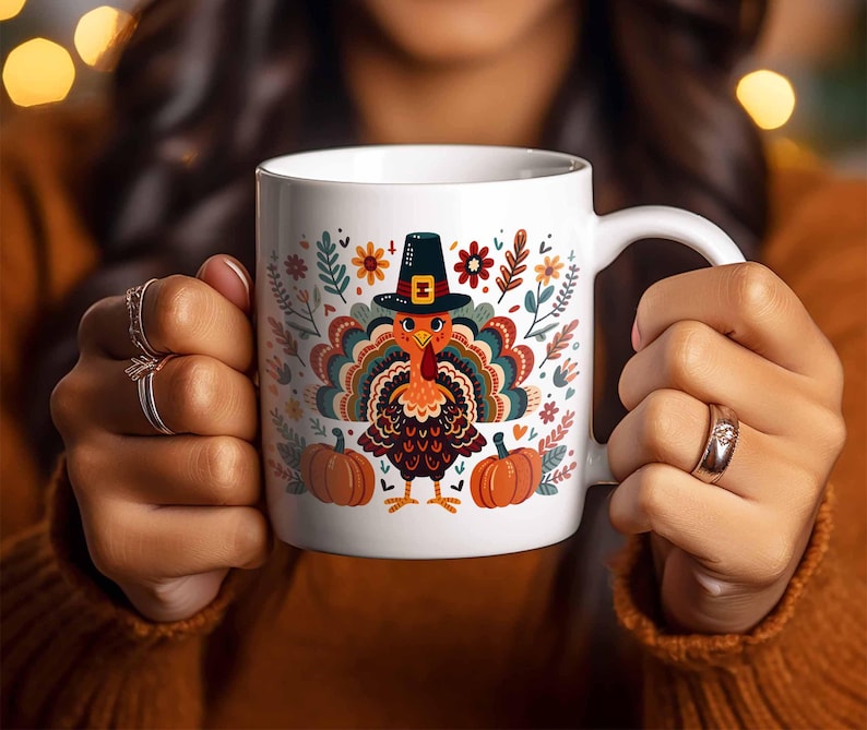 Personalized Thanksgiving Turkey Mug: Fall Decor, Coffee Lover Gift - Etsy