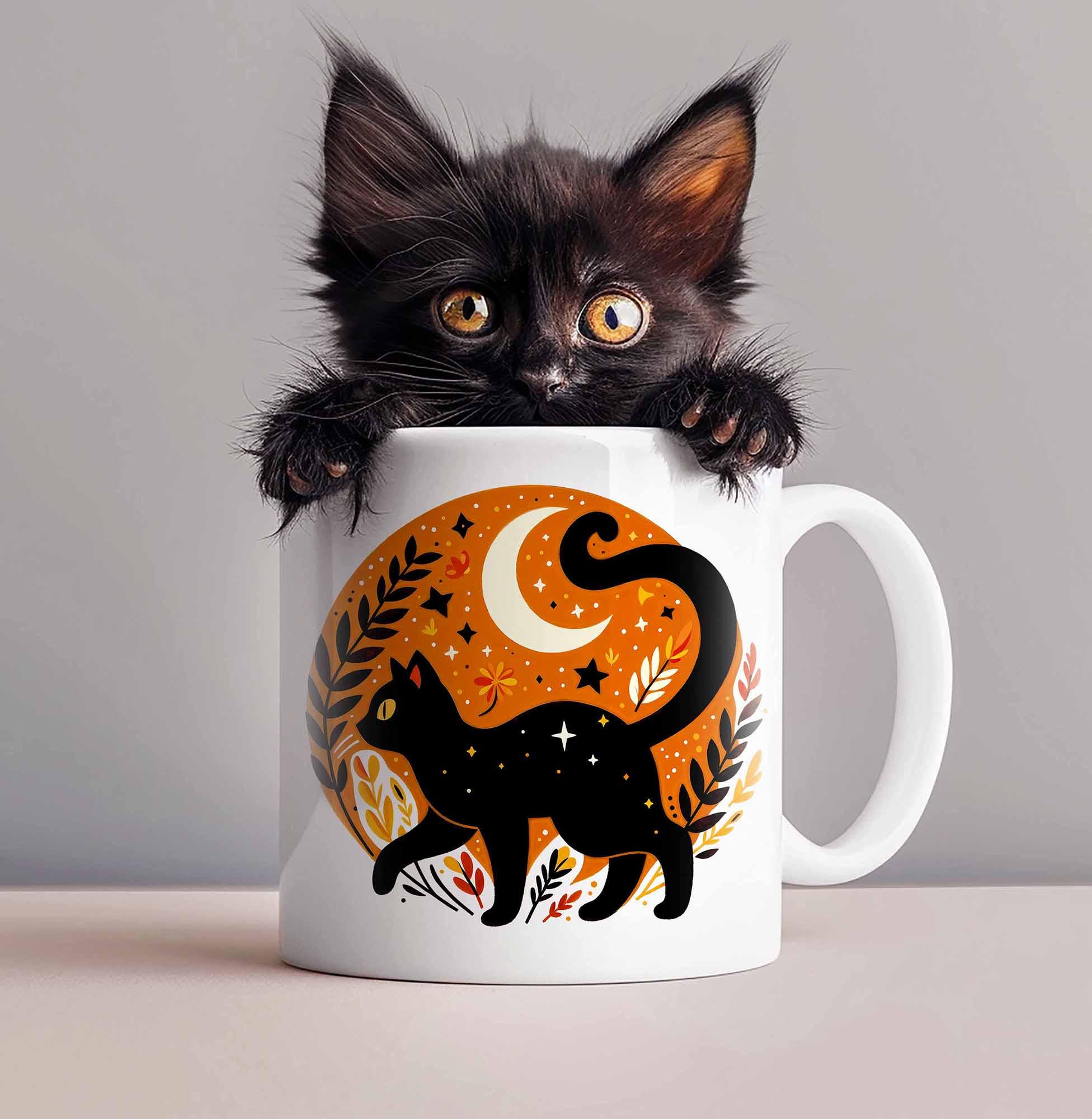 Personalized Halloween Cat Mug: Witchy Black Cat Coffee Cup - Etsy