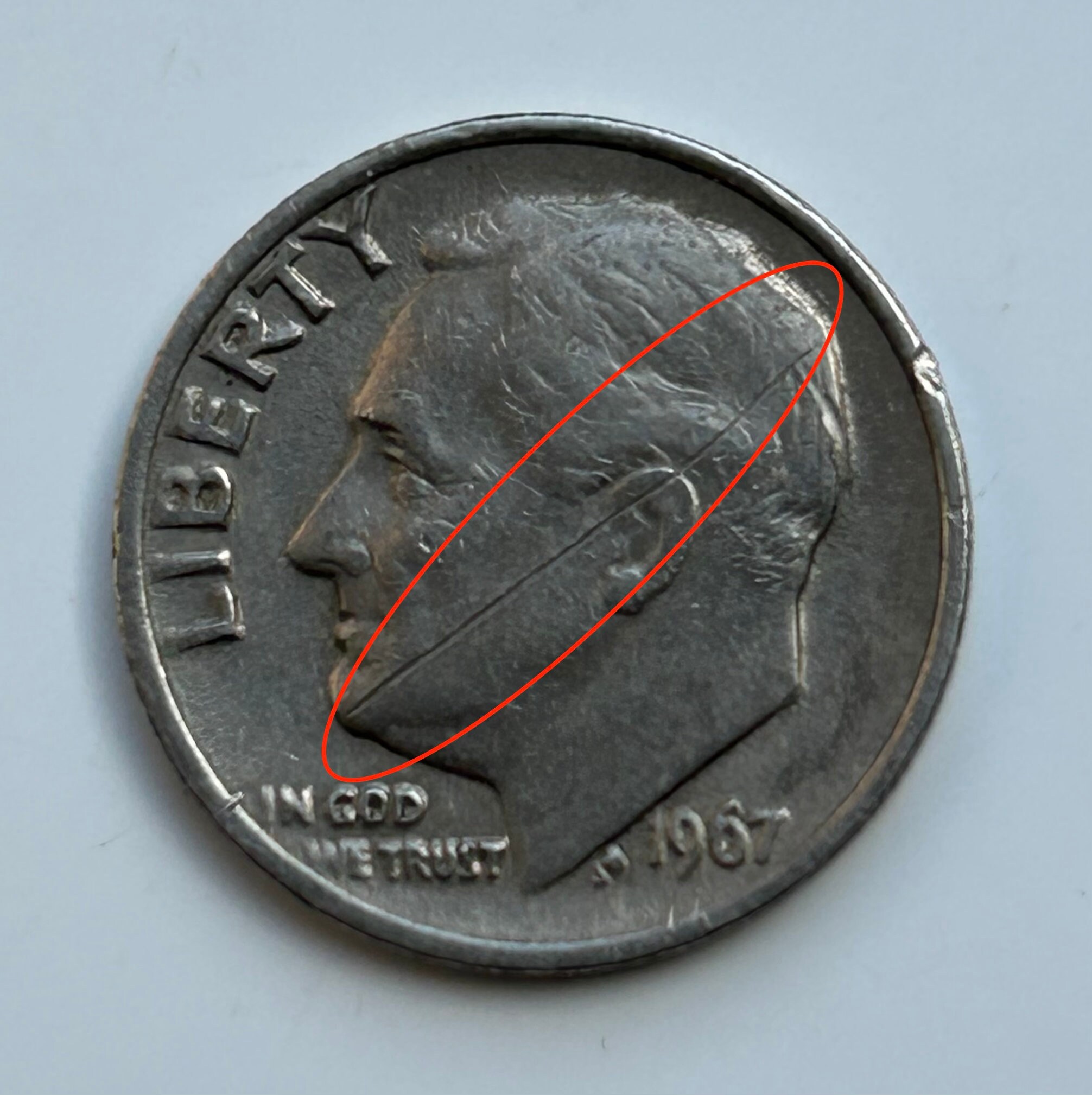 1967 USA Roosevelt Dime Multiple Errors Die Crack Obverse, No Mint Mark ...