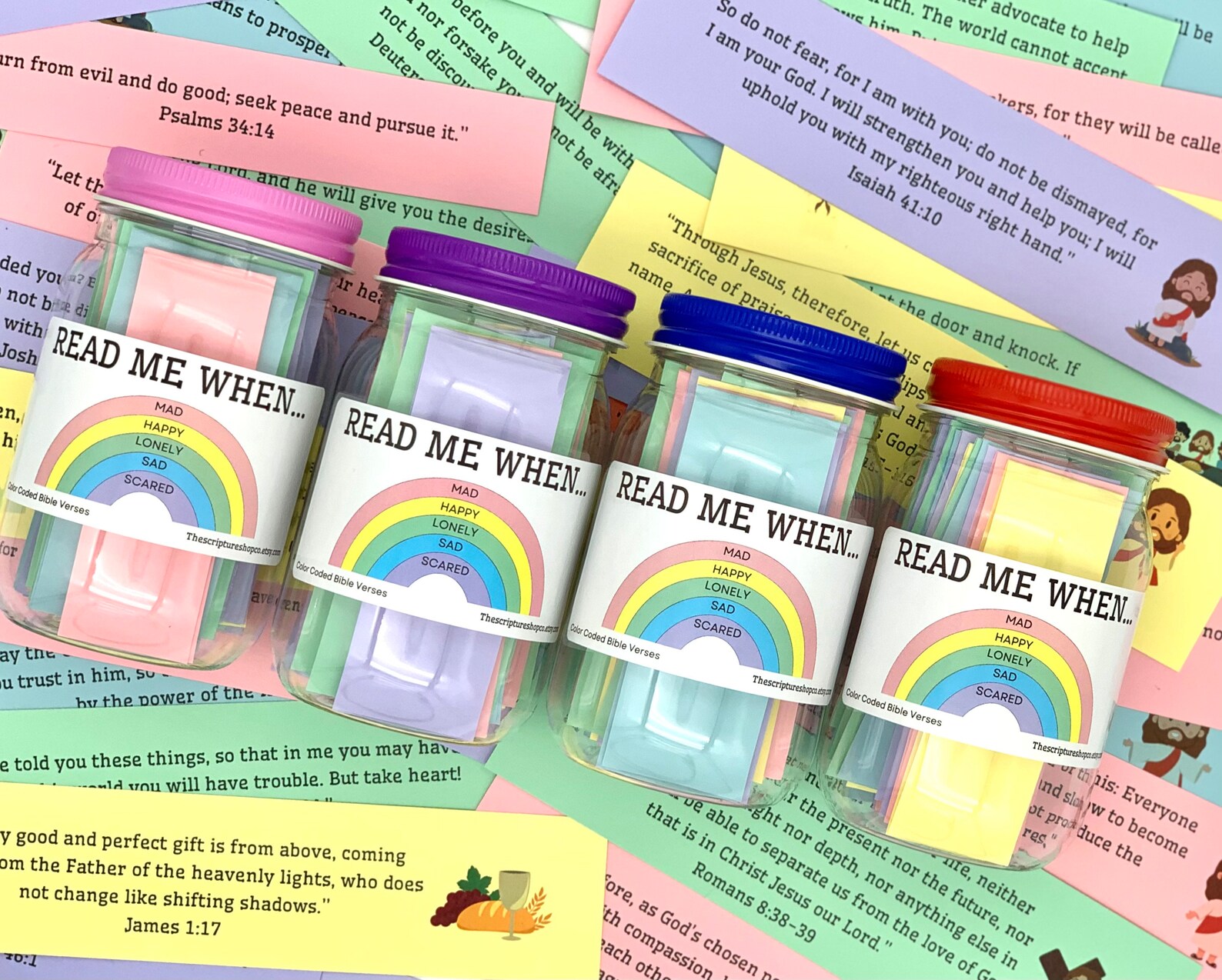 Bible Verse Jar for Kids, Plastic Scripture Jar for Feelings and ...