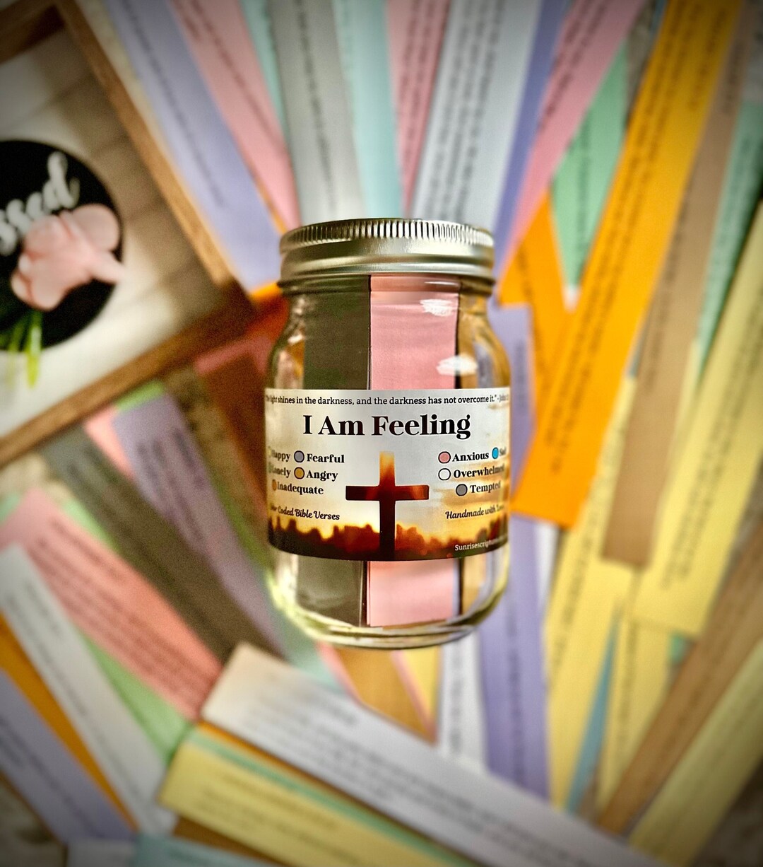 New Color-coded Bible Verse Jar for Emotions, Scripture Jar, Jar of Joy ...