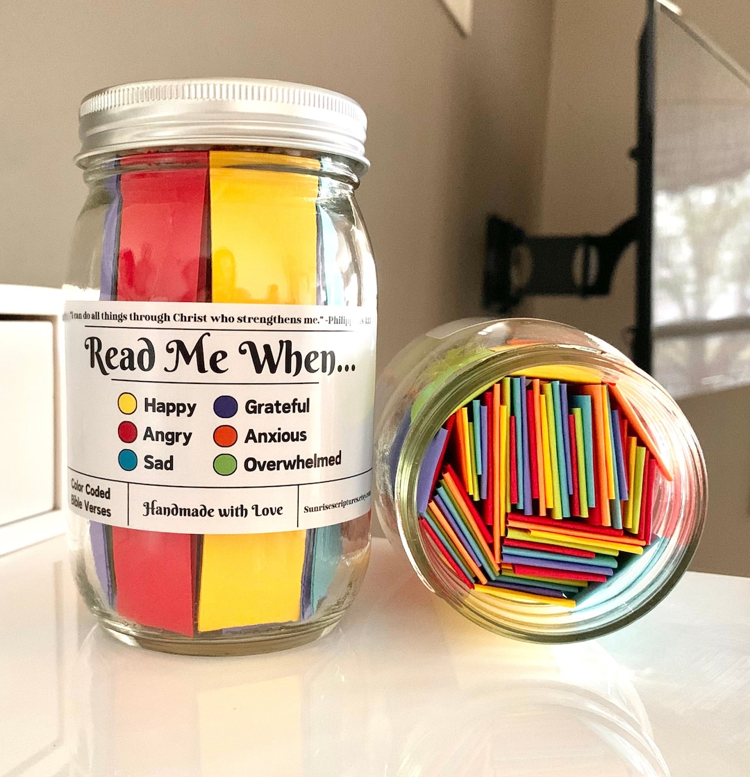 Scripture Jar, FREE US SHIPPING, Read Me When Jar, Color-coded Bible ...