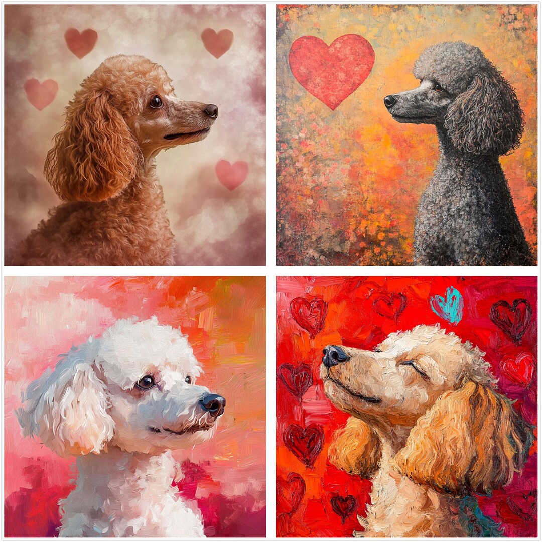 Poodle Headshot: Dog Lover Social Media Profile Picture, Heart Art Pet ...
